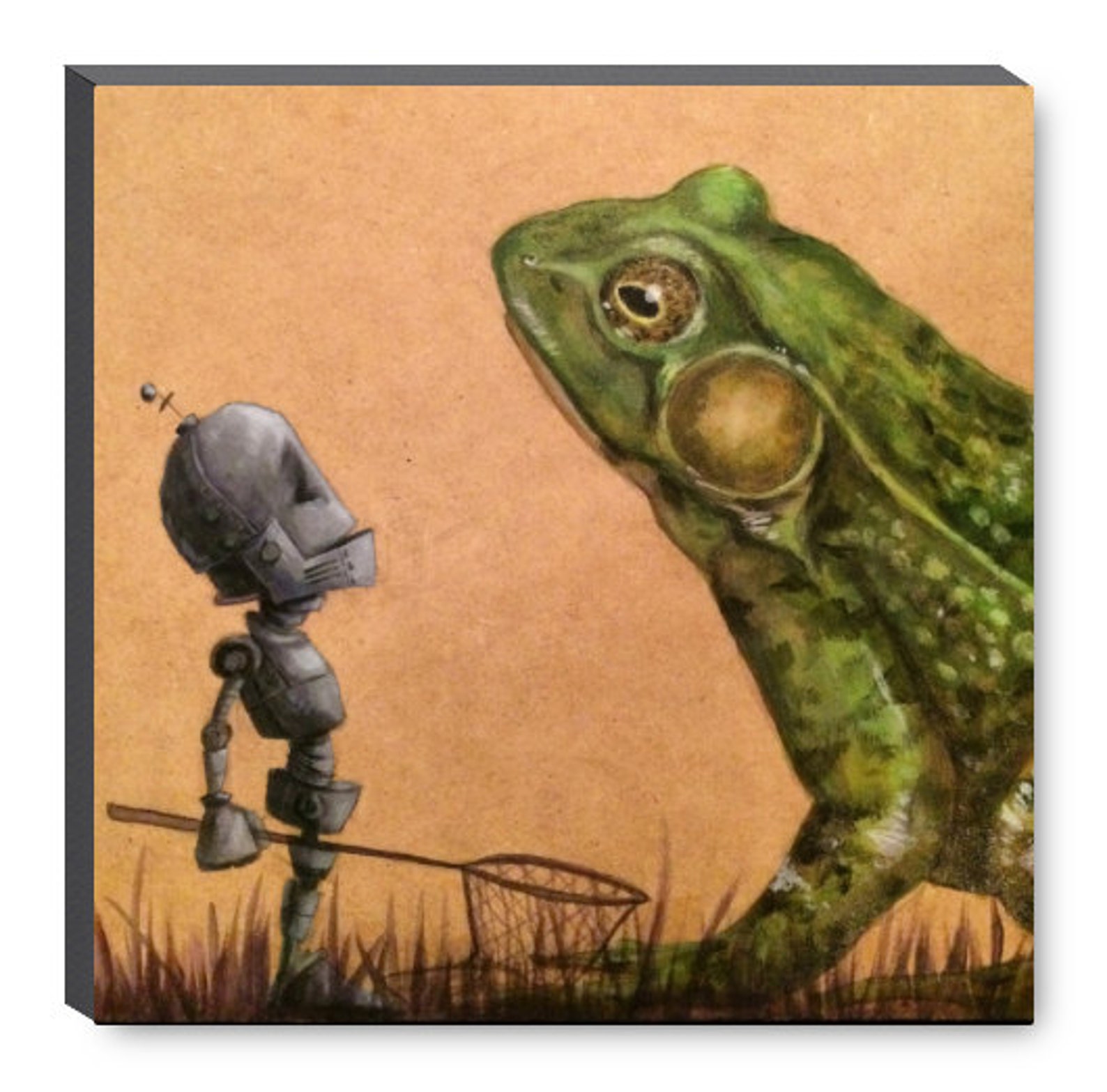 WOOD BLOCK Frog-Bot | Etsy