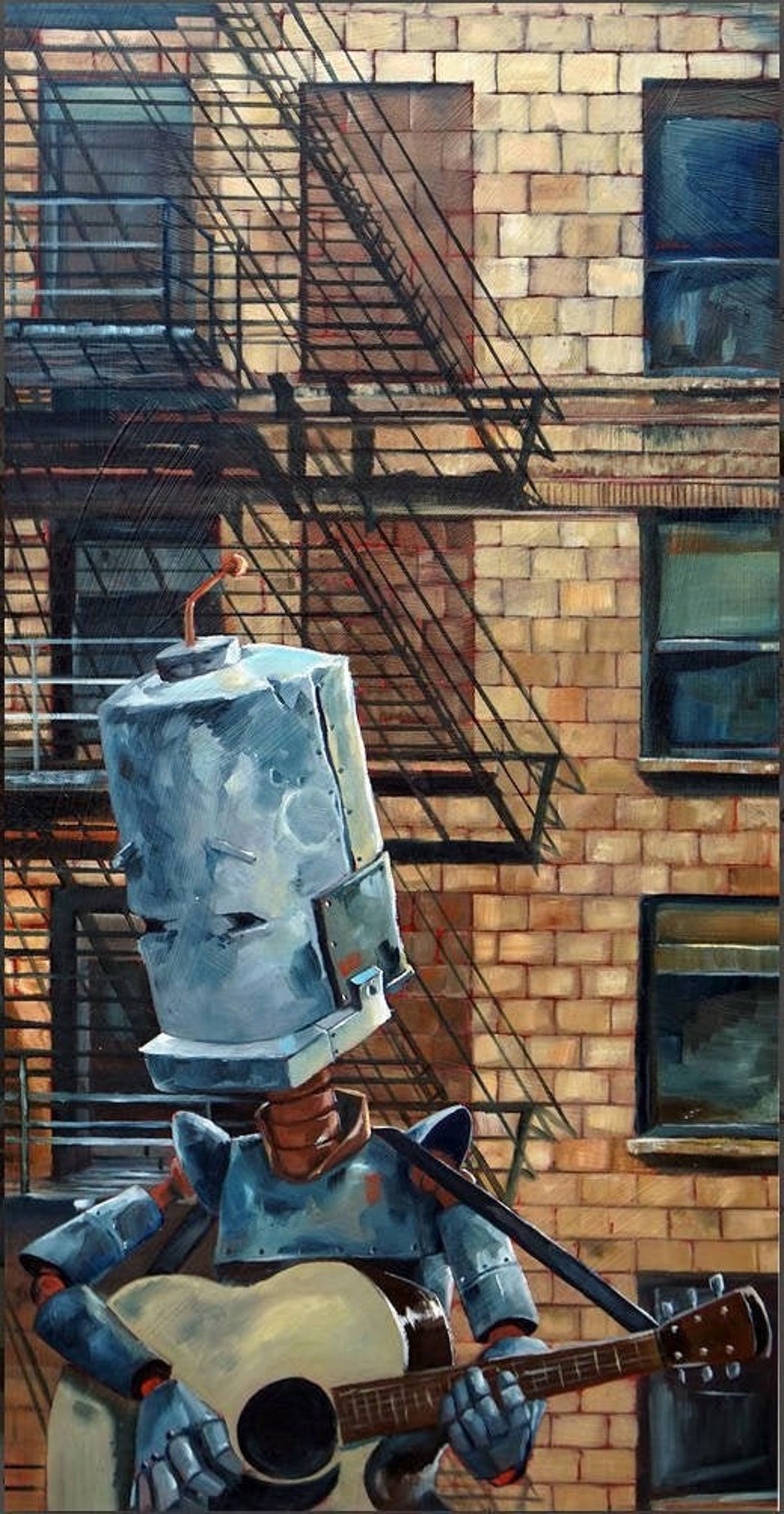 CITY GUITAR BOT Painting Print - Etsy