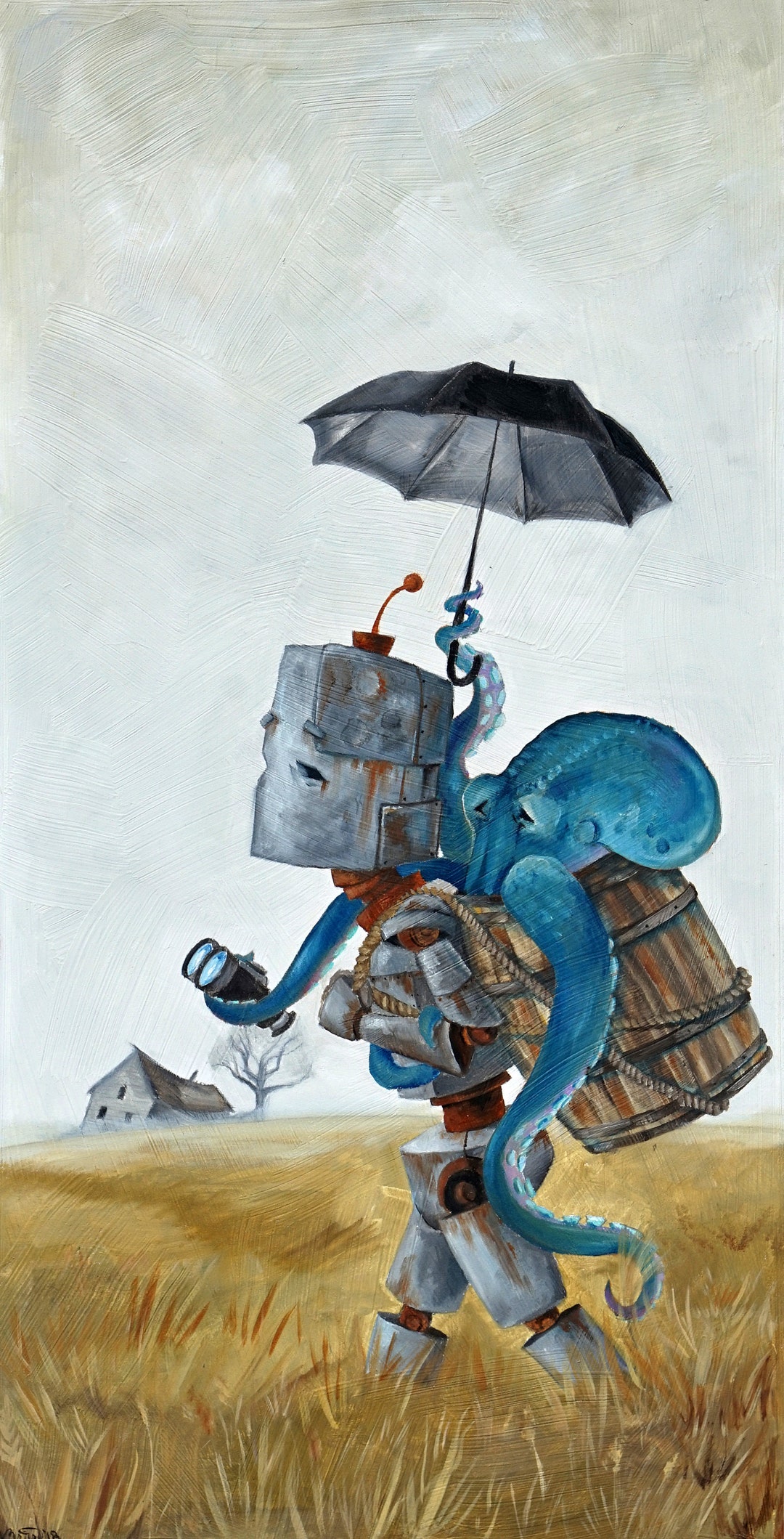 WANDERER BOT Robot Painting Print - Etsy