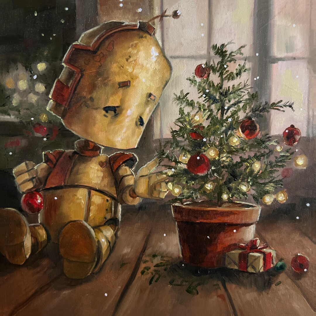 Christmas Bot Robot Painting - Etsy
