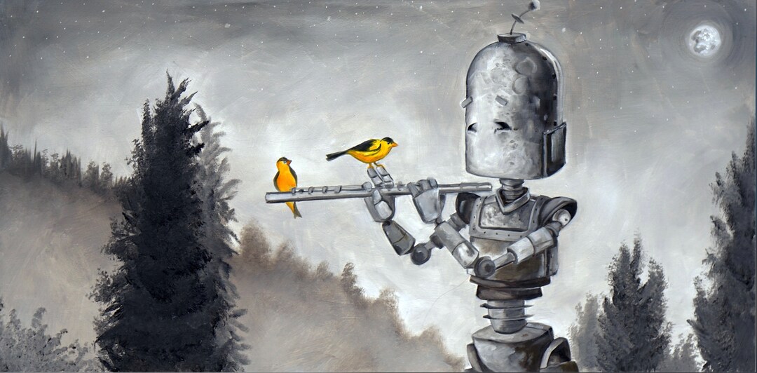 Impresión de pintura robot FINCH FLUTE BOT - Etsy España