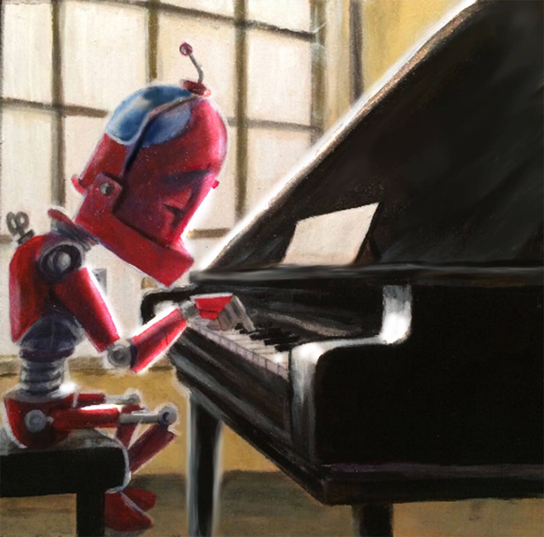 Piano Bot Robot Painting Print - Etsy