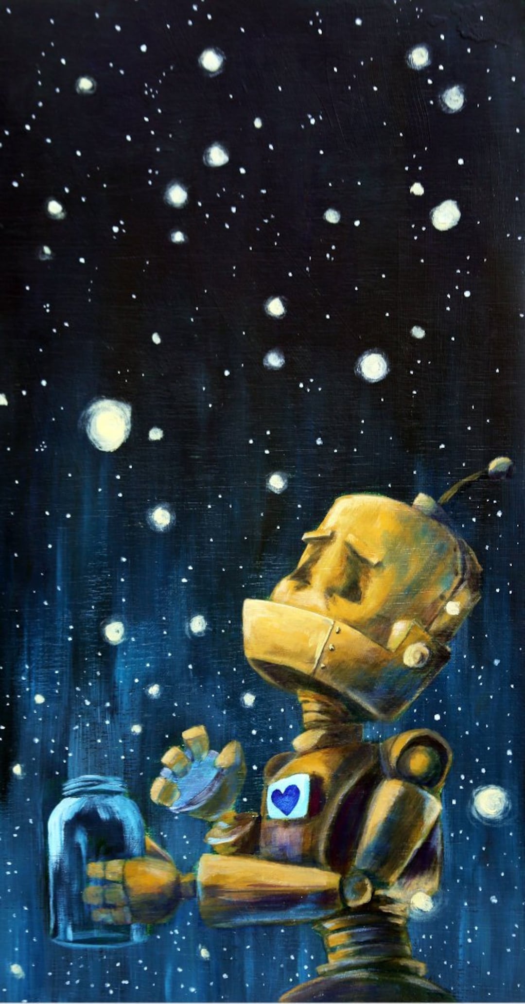 GLOW BOT Robot Painting Print - Etsy