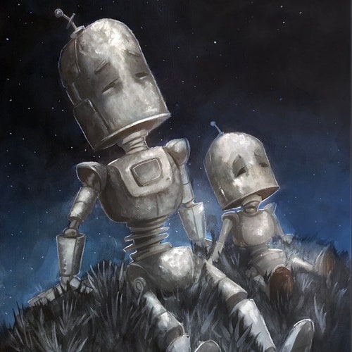 WAITING BOT Robot Painting Print | Etsy