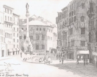 Rome pencil drawing | Etsy