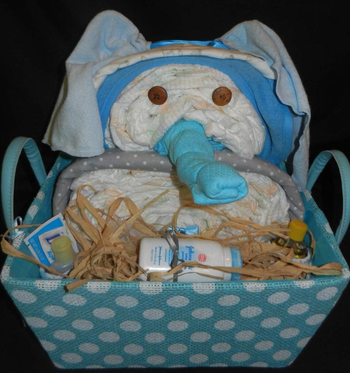 Elephant Shaped Diaper Cakeblue Elephant Baby Giftelephant | Etsy