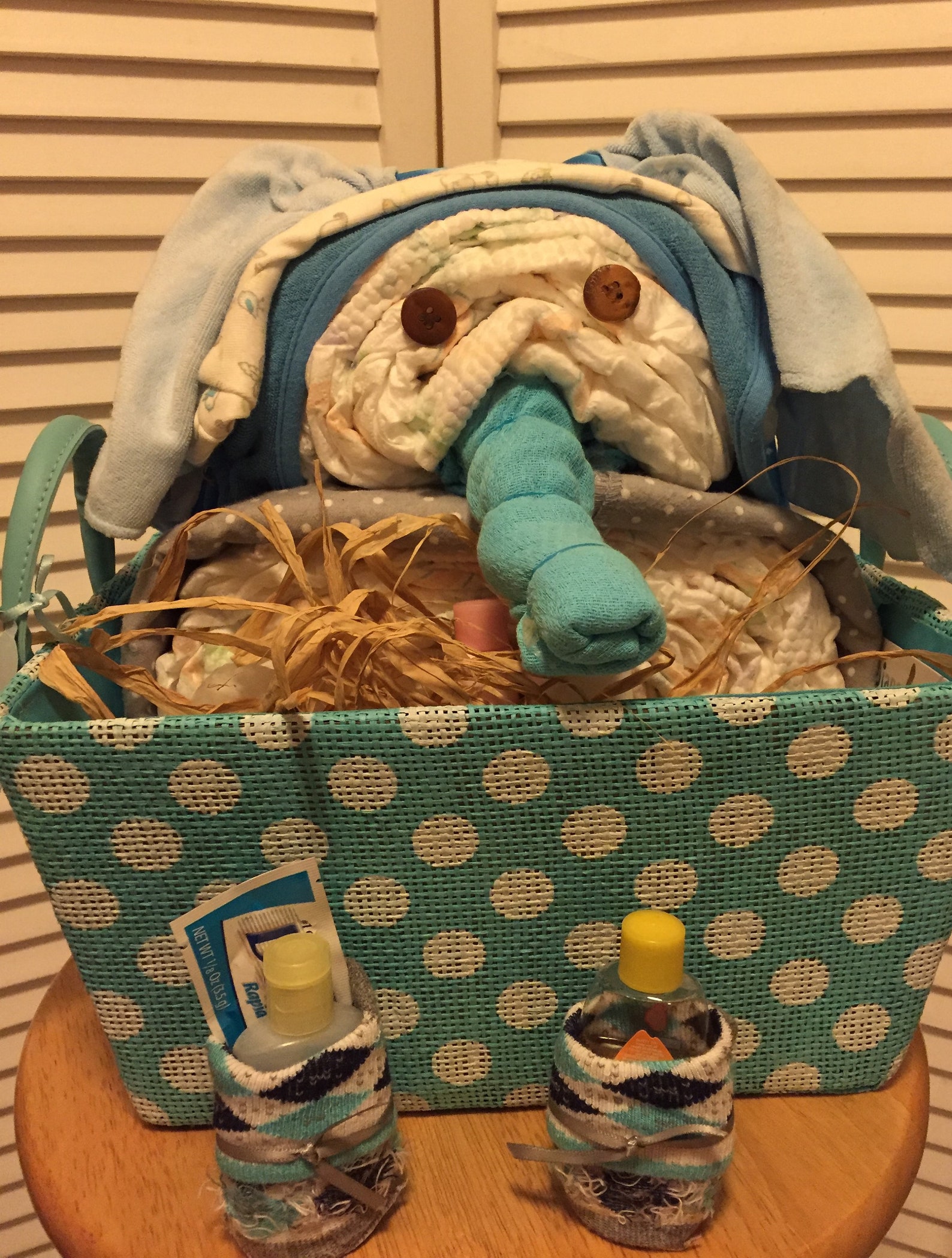 Elephant Shaped Diaper Cakeblue Elephant Baby Giftelephant | Etsy