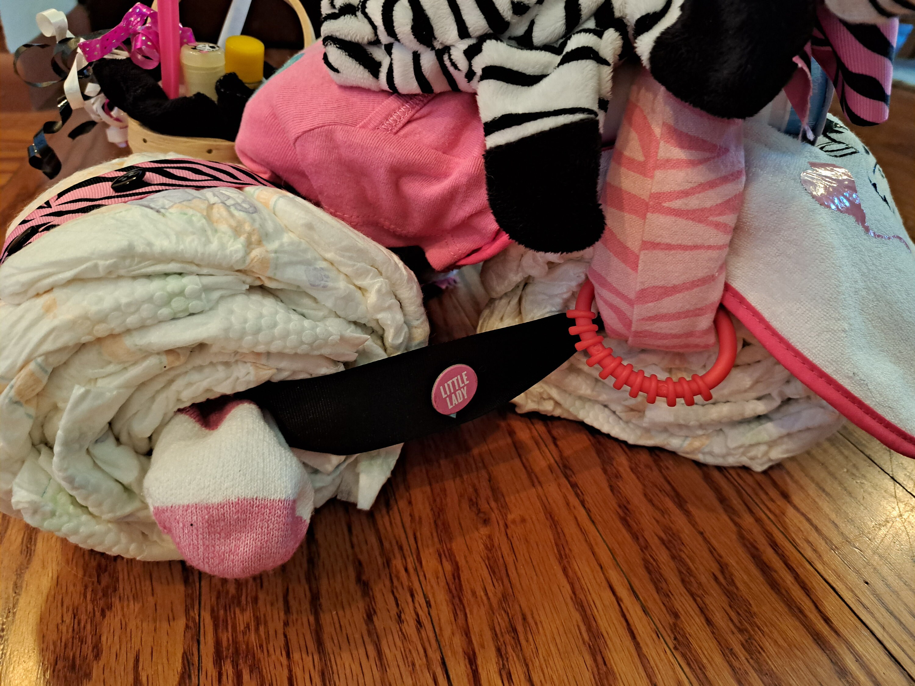 Pink Zebra Diaper Cake,zebra Diaper Tricycle,pink Zebra Print Baby Gift ...