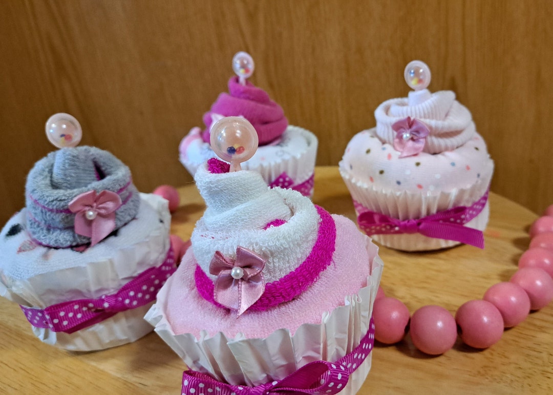 Pink Diaper Cupcake Set,baby Cupcake Gift,baby Girl Shower Gift,pink ...