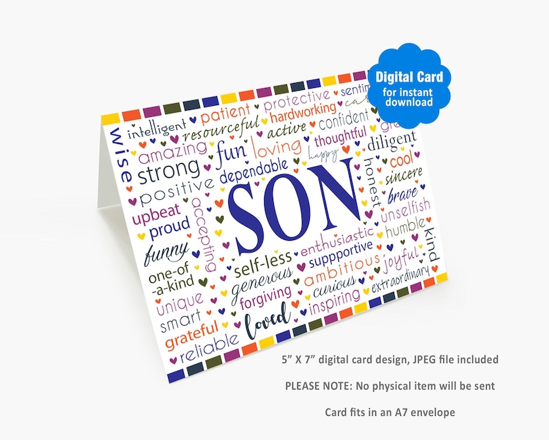 Printable SON Card - Perfect For: Son's Birthday, Father's Day ...