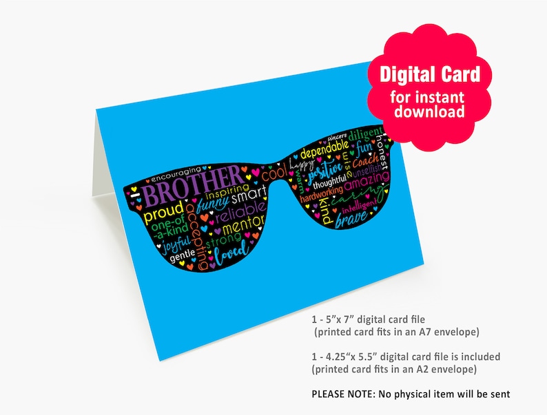 Cool Brother Printable Greeting Card in 2 Sizes: Father's Day-happy ...