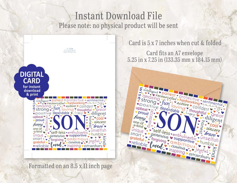 Printable Card for SON: Birthday, Graduation, Congrats, All Occasion ...
