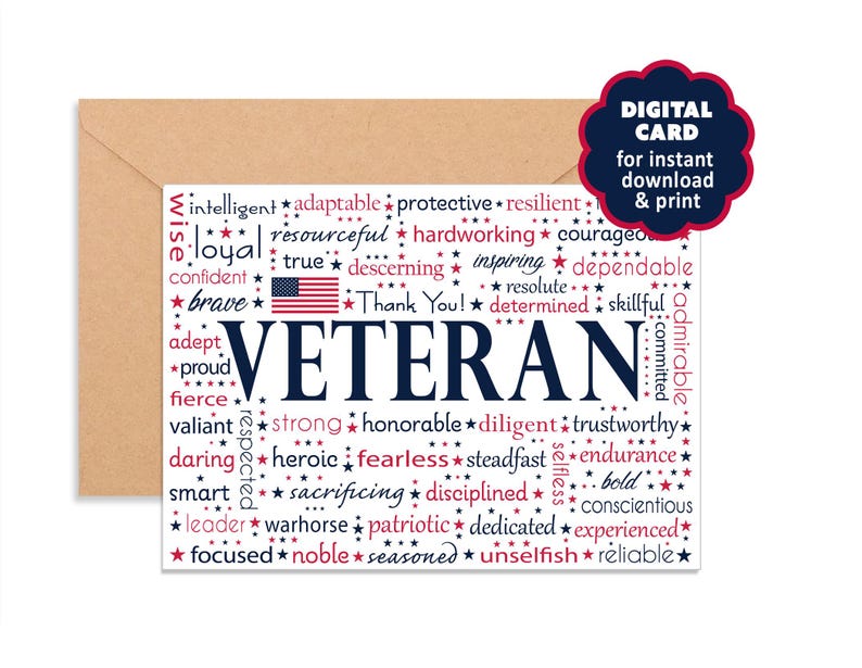 Veteran-themed Cards, 3 Card Set - Patriotic Word Art Greetings for All ...