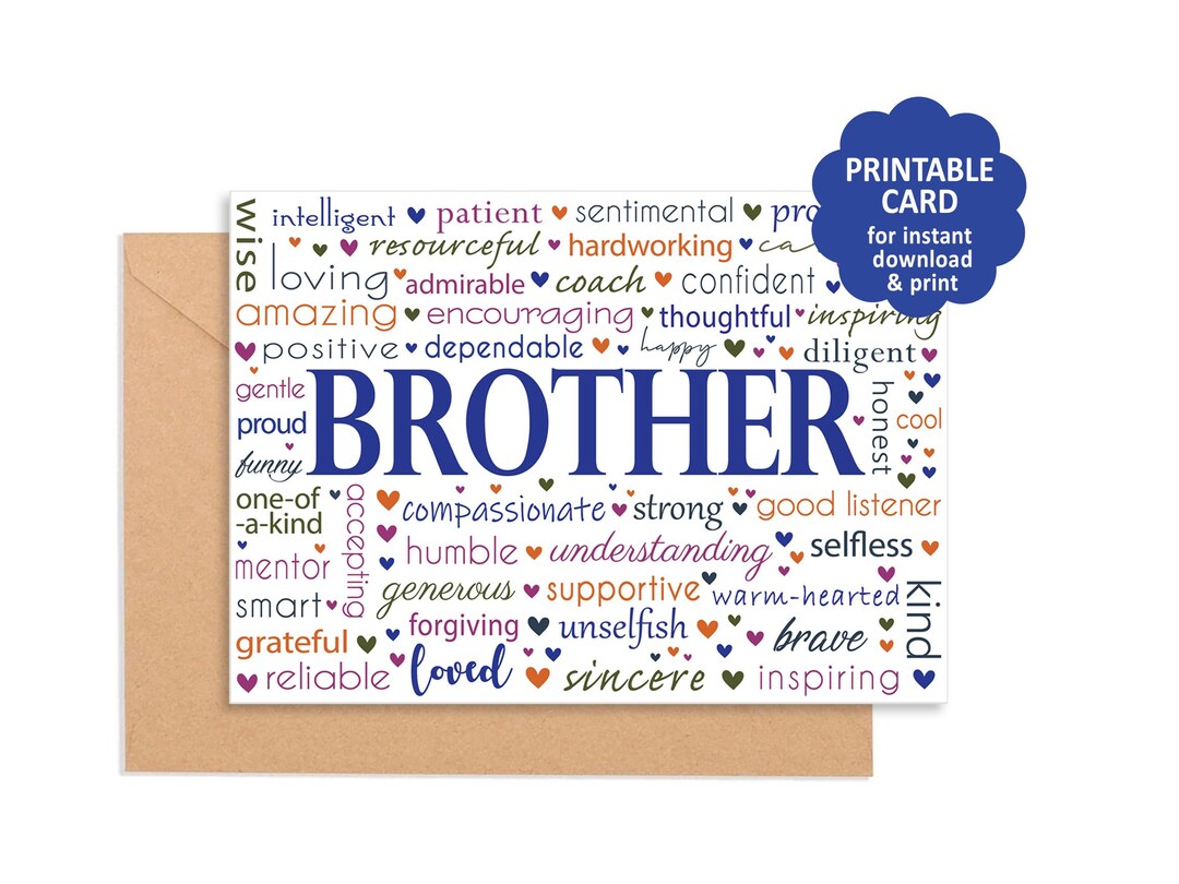 Printable BROTHER Card: Birthday, Easter, Father's Day, Congrats, All ...