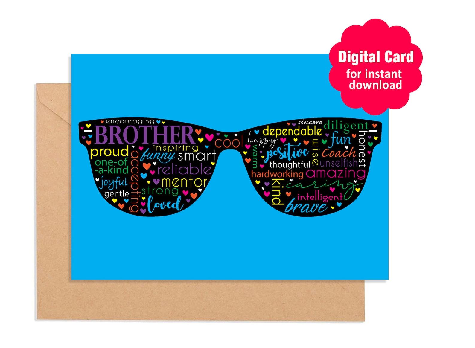 Cool Brother Printable Greeting Card in 2 Sizes: Father's Day-happy ...