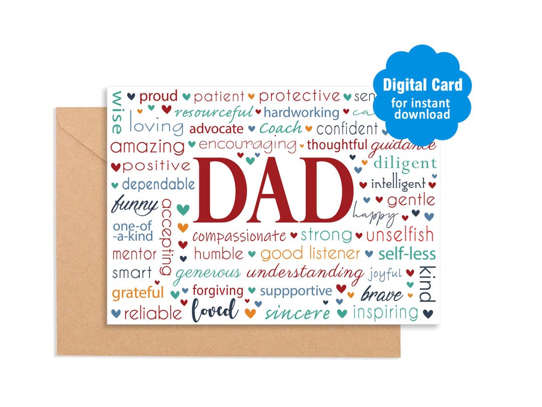 Printable DAD Card - Happy Father's Day, World's Greatest Dad, Happy ...