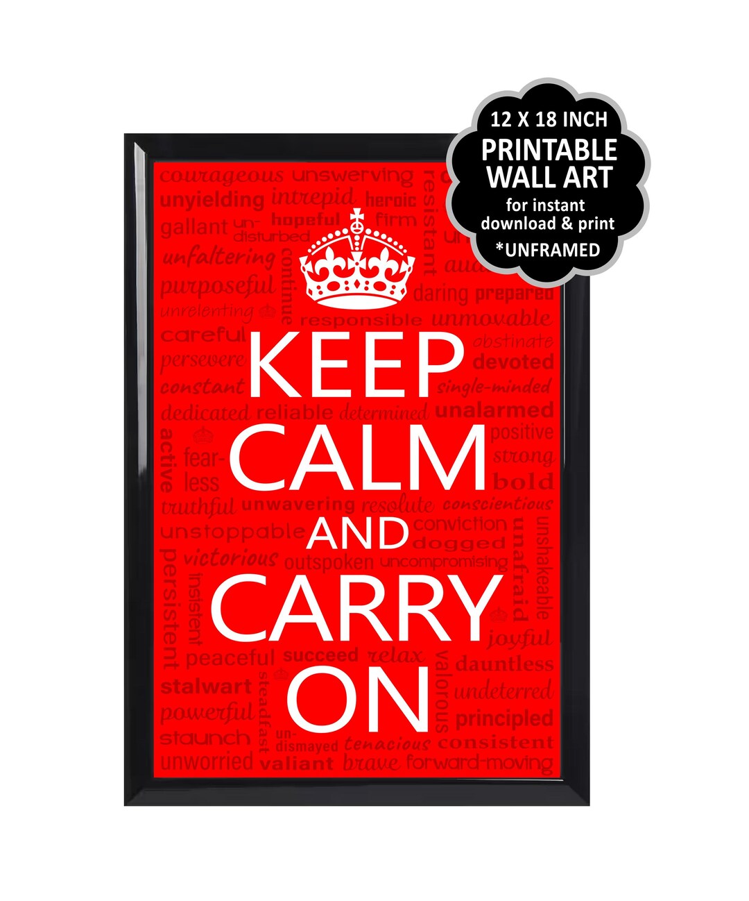 Keep Calm and Carry on Poster: Motivational Word Art (instant Digital ...