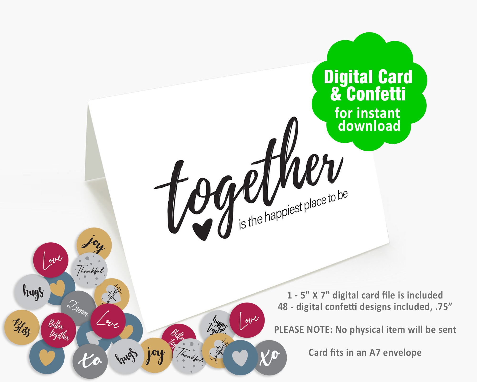 Printable Card & Confetti TOGETHER is the HAPPIEST PLACE to Be Family ...