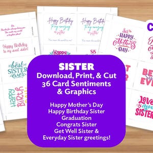 Printable Sentiments for SISTER: Craft Making Verses & Graphics for ...
