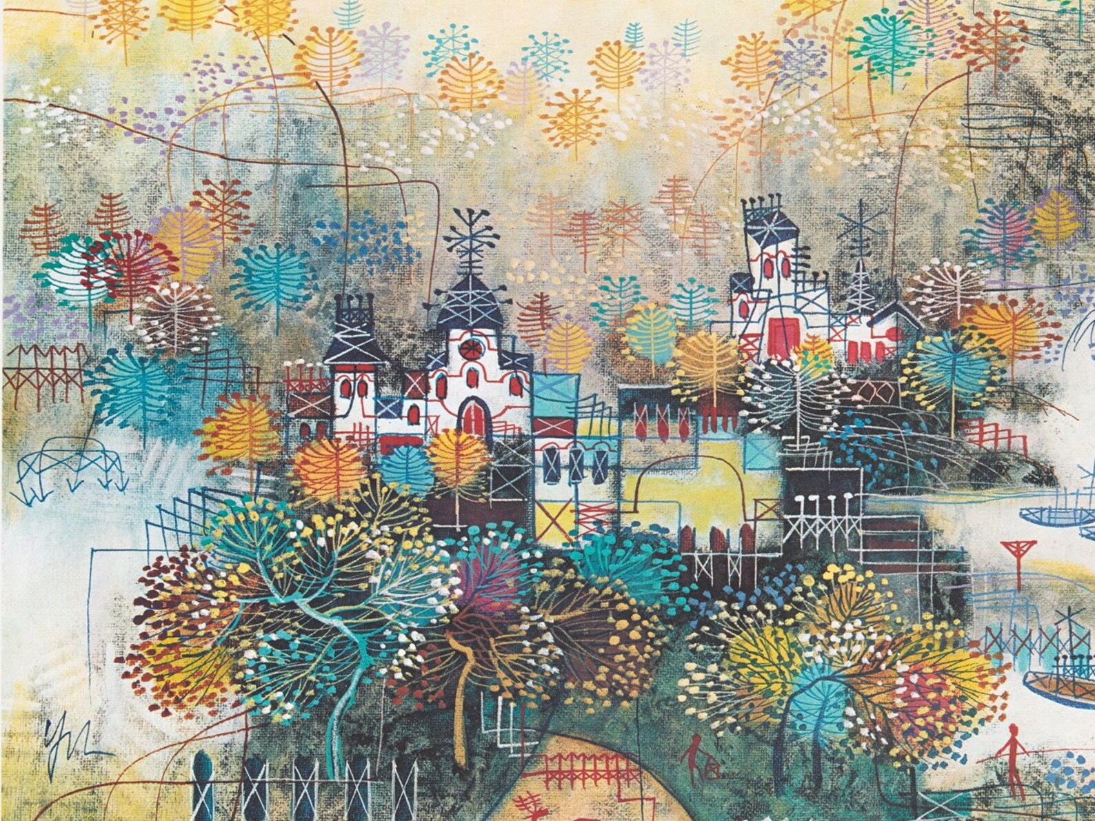Lithograph Springtime Fine Art by Artist Heshi Yu - Vintage ...