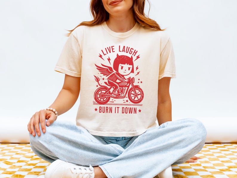 Live, Laugh, Burn It Down Boxy Comfort Colors Tee | Cropped Activist T ...