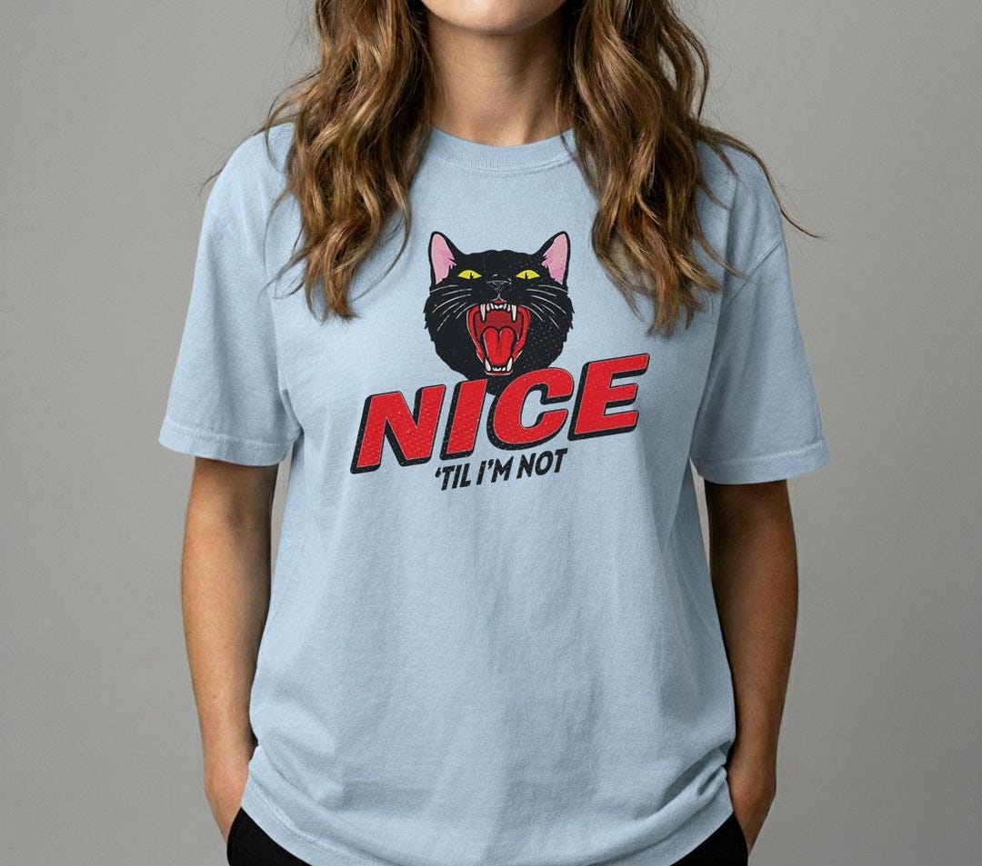 Retro Black Cat Oversized Comfort Colors T-shirt | Nice Til I'm Not ...