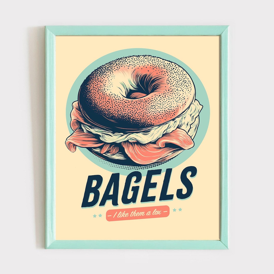 Bagels Printable Wall Art | 4 Sizes Bundle | Digital Download | Retro ...