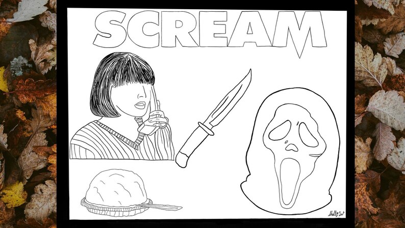 Dibujo para colorear de la película Scream Horror - Etsy México