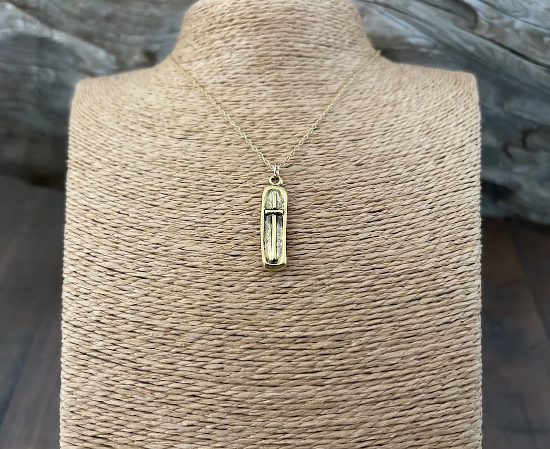 ARTISAN CROSS Necklace: Gold Filled Rope Chain + Antique Gold Bar Cross ...