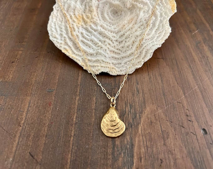 14K Gold Seashell Ancient Fossil Pendant. 14K Yellow Solid Seashell Charm. No Chain - Etsy