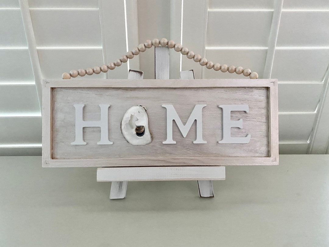 HOME OYSTER DECOR / Oyster Shell on Wood Sign With Wood - Etsy