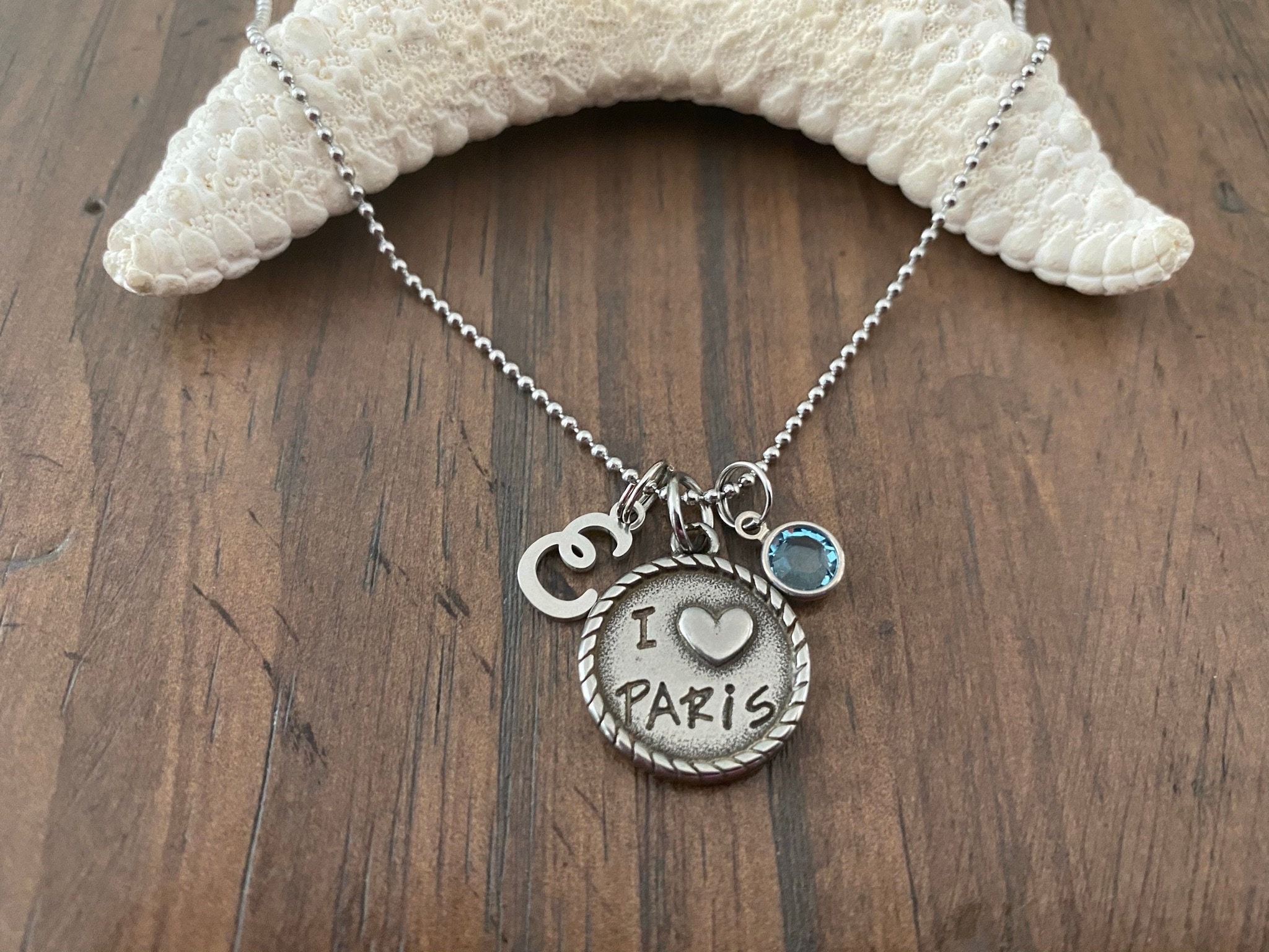 PARIS CHARM NECKLACE / Stainless Steel Necklace / Stainless | Etsy