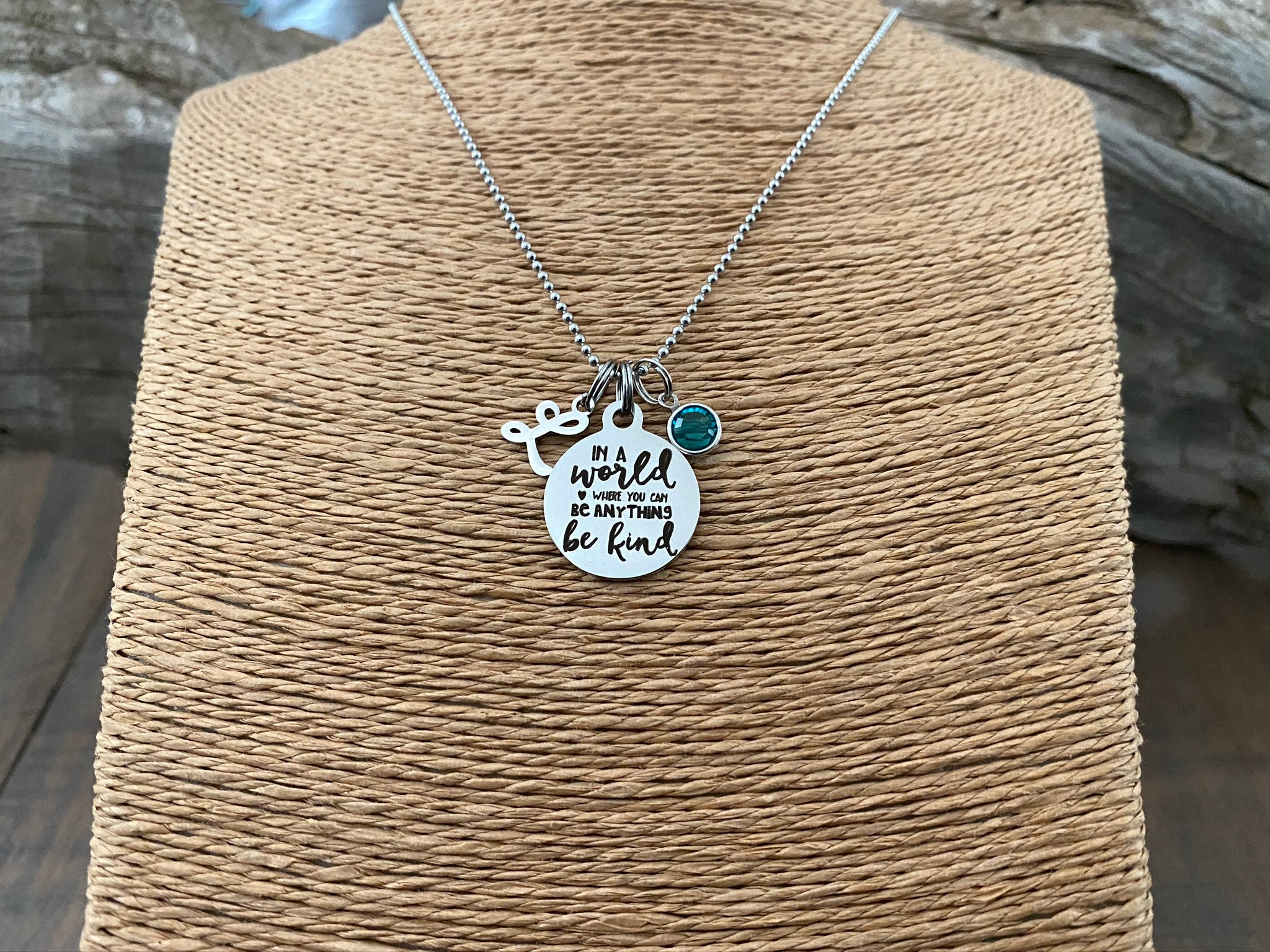 BE KIND Necklace Round Stainless Charm In a World Where You | Etsy