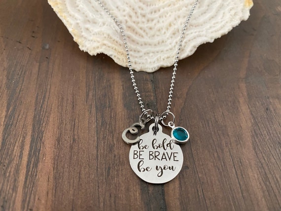 BRAVE Necklace Stainless Be bold BE BRAVE be you Charm | Etsy