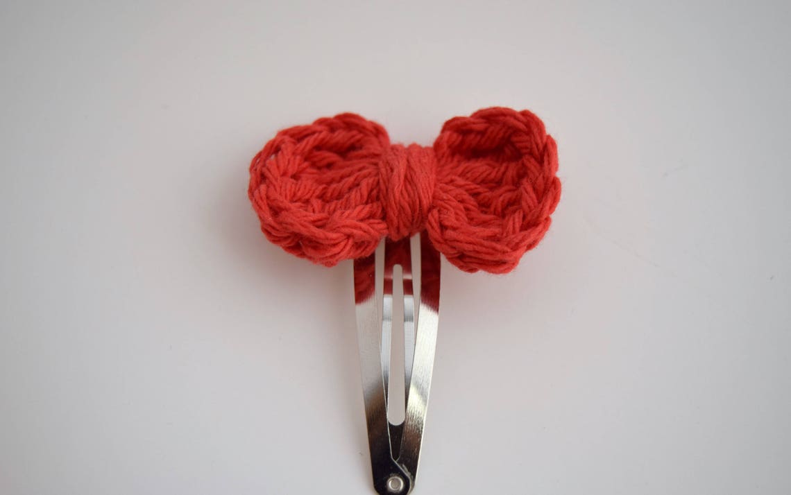 Mini Bow Hair Clip Set Mini Bow Clips Hair Bow Crochet Hair - Etsy