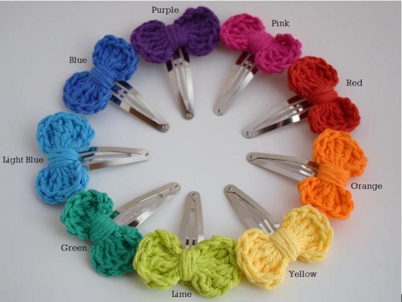 Mini Bow Hair Clip Set Mini Bow Clips Hair Bow Crochet Hair - Etsy