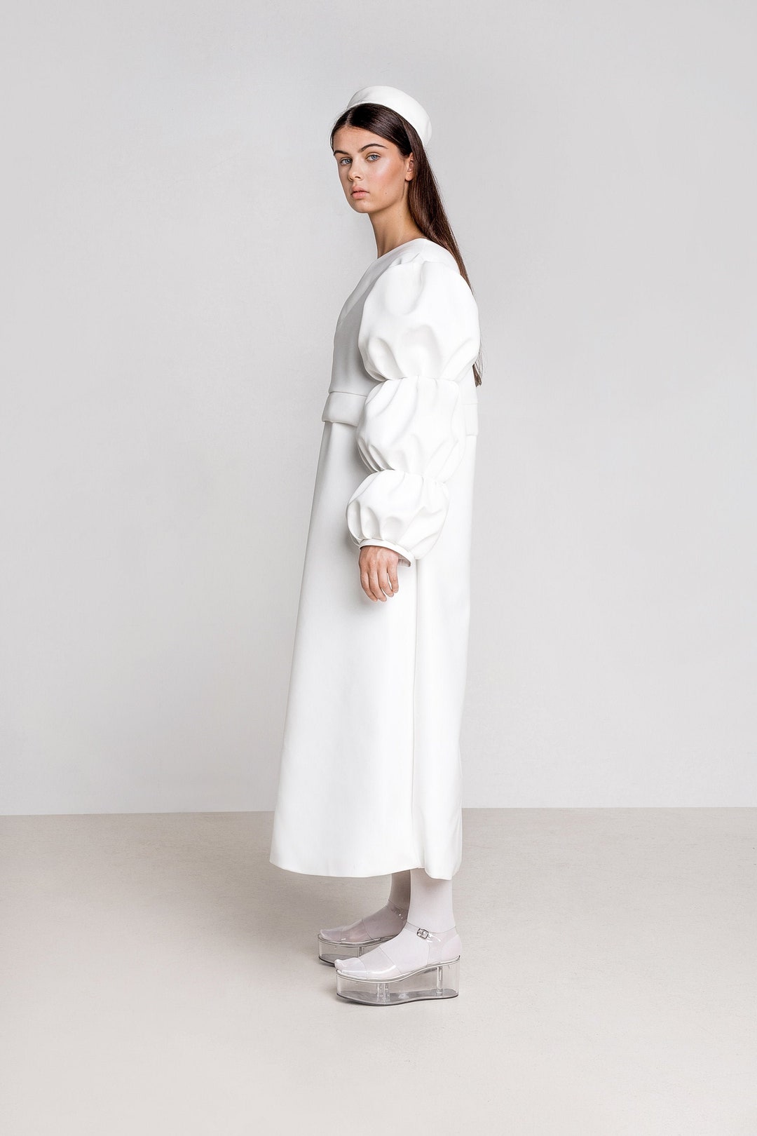 One Sleeve Puff Dress- Puffed Dress- One Sleeve Dress- One-piece Dress ...