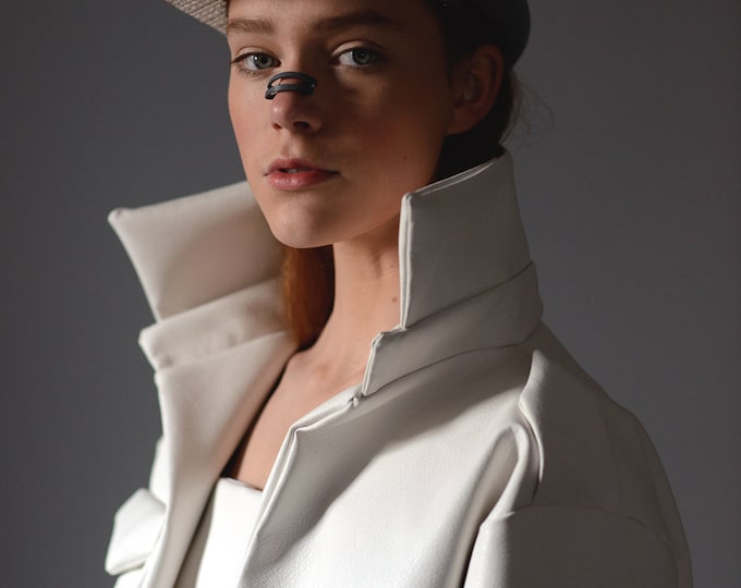 White Jacket/ Futuristic Fashion/ Minimalist/ Handmade Outwear ...
