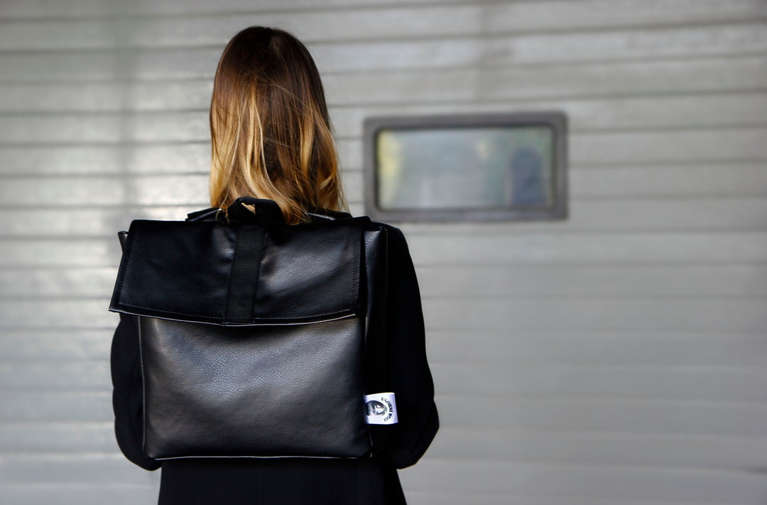 Black Backpack Eco Friendly Leather Small Size Backpack Handmade ...