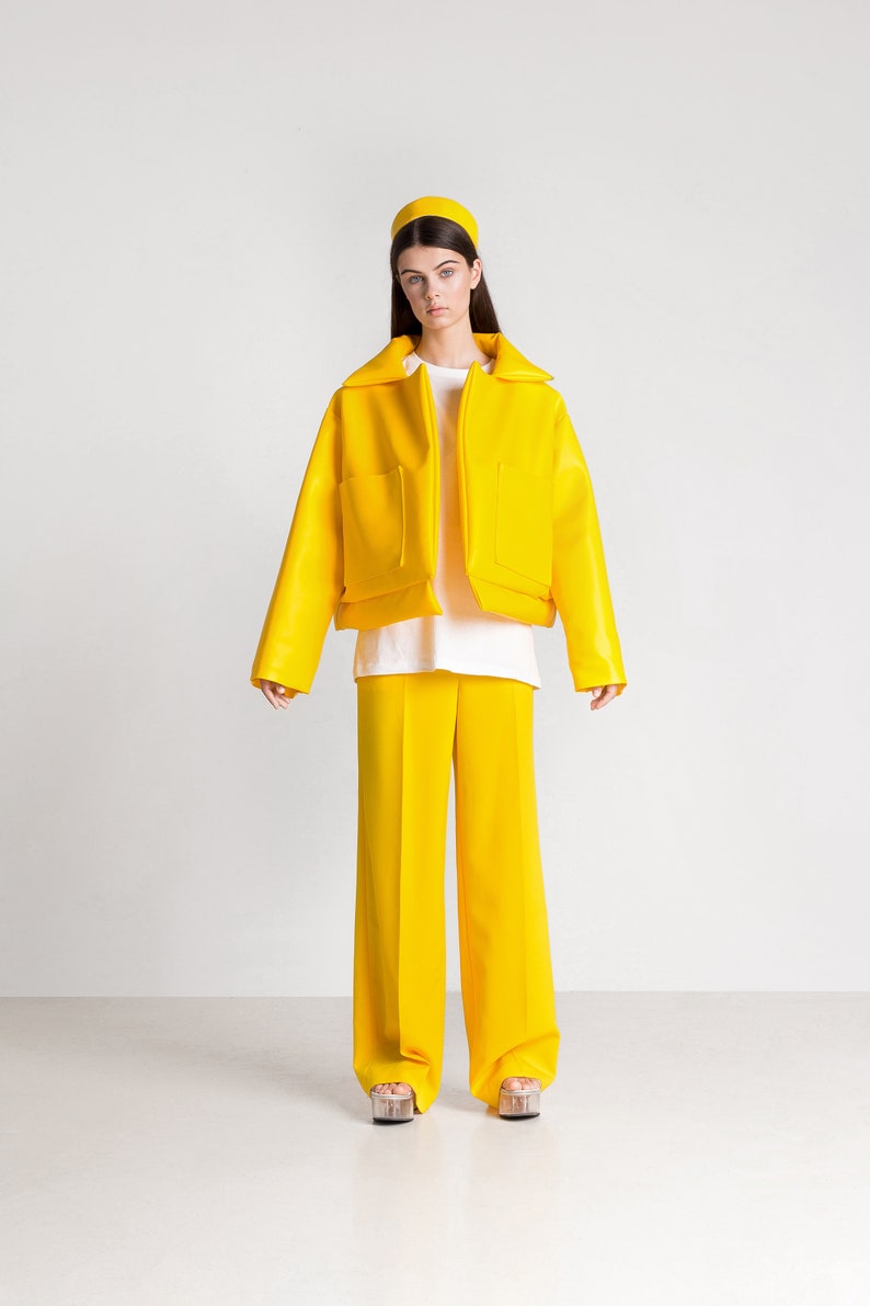 Yellow Faux Leather Jacket Puffer Jacket Unisex Jacket - Etsy