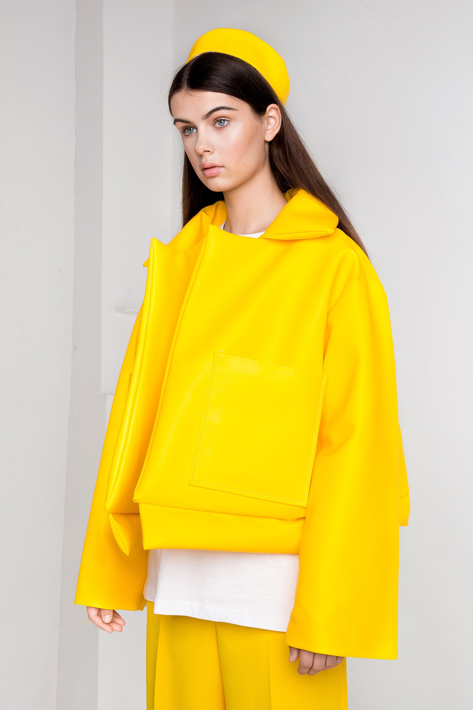 Yellow Faux Leather Jacket Puffer Jacket Unisex Jacket - Etsy