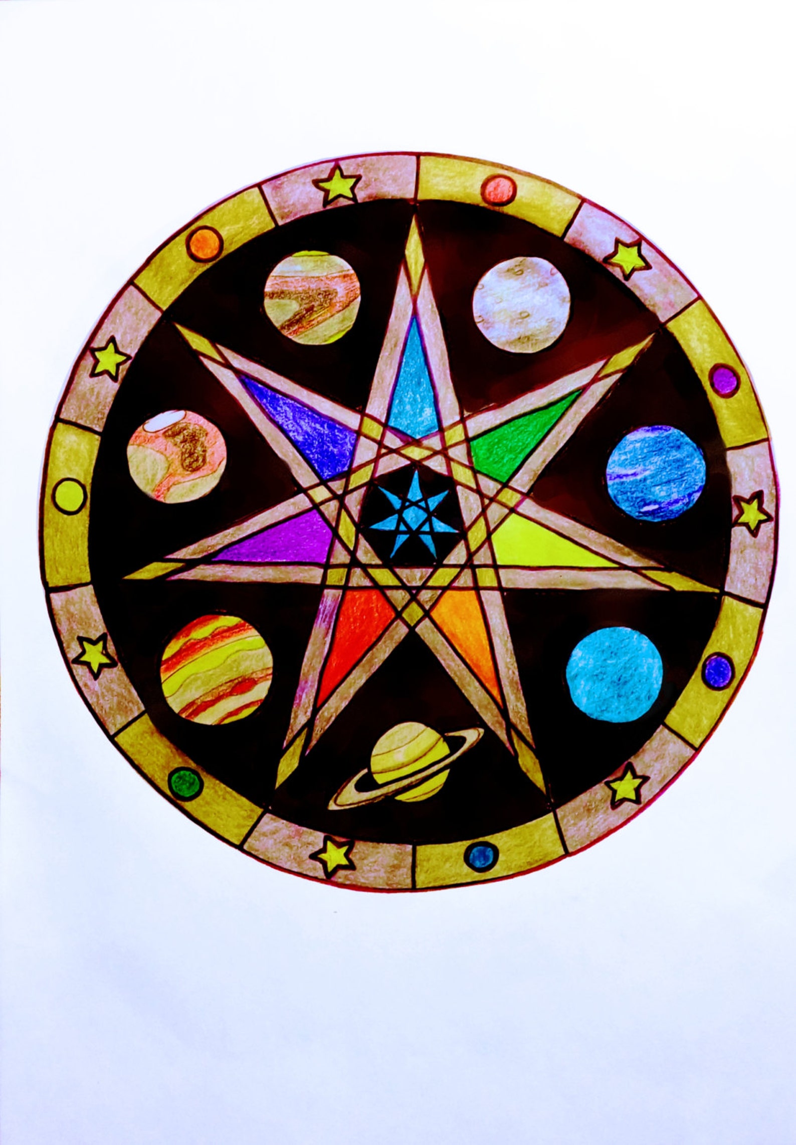 Pagan Wiccan Mandala Personalised Handmade Gift Made to Order Pentacle ...