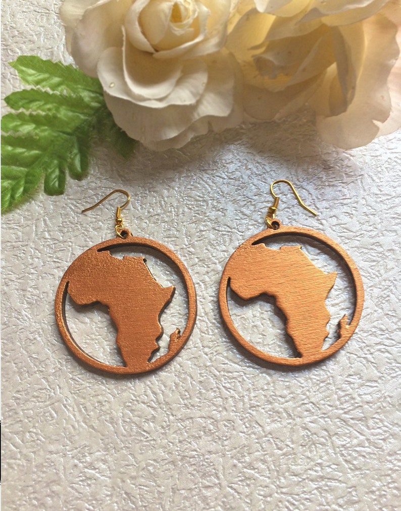 Copper Wooden Map of Africa Laser Cut Earrings - Etsy