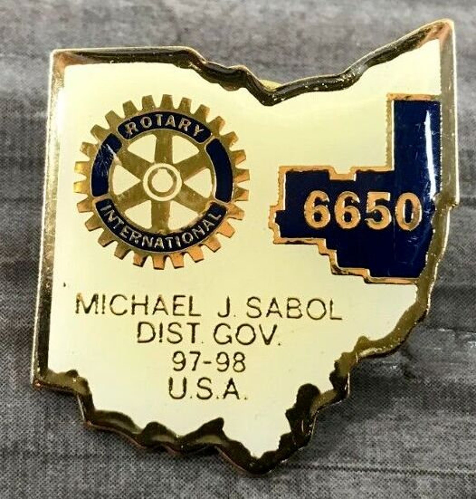 Rotary International Ohio 6650 Dist. Gov. 97-98 USA Michael J. Sabol ...