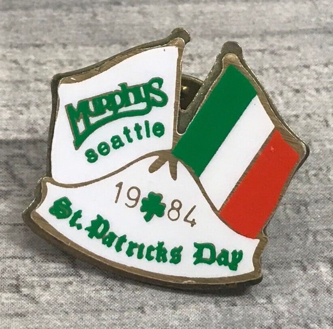 Vtg 1984 Murphys St Patricks Day Seattle WA Lapel Hat Pin Crossed Flags ...