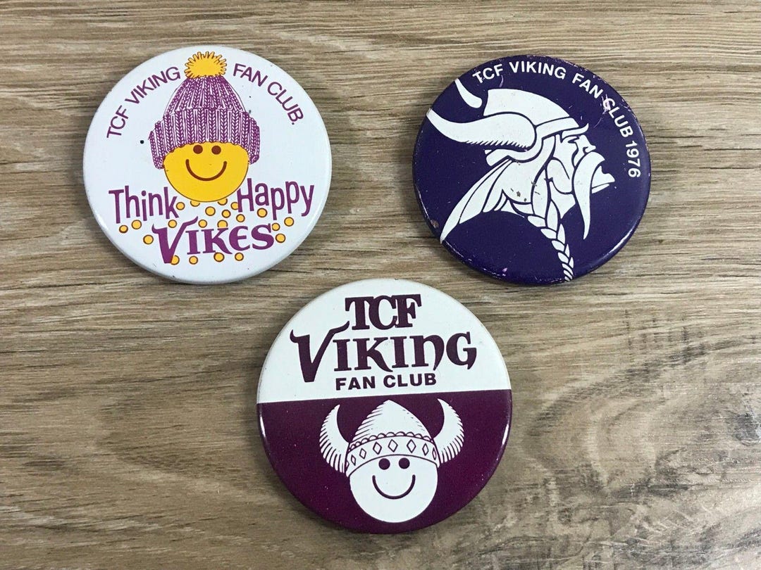 3 Vintage TCF Minnesota Vikings Viking Fan Club Pinback Buttons NFL ...