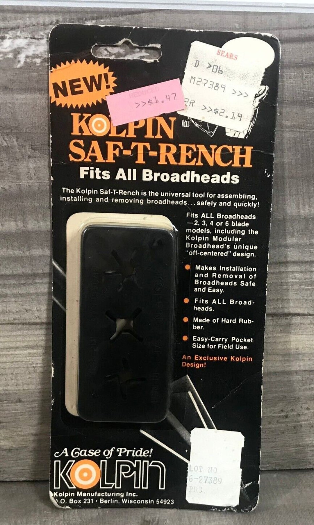 Vintage NOS Kolpin Saf-t-rench Fits All Broadheads Bow Archery Product ...