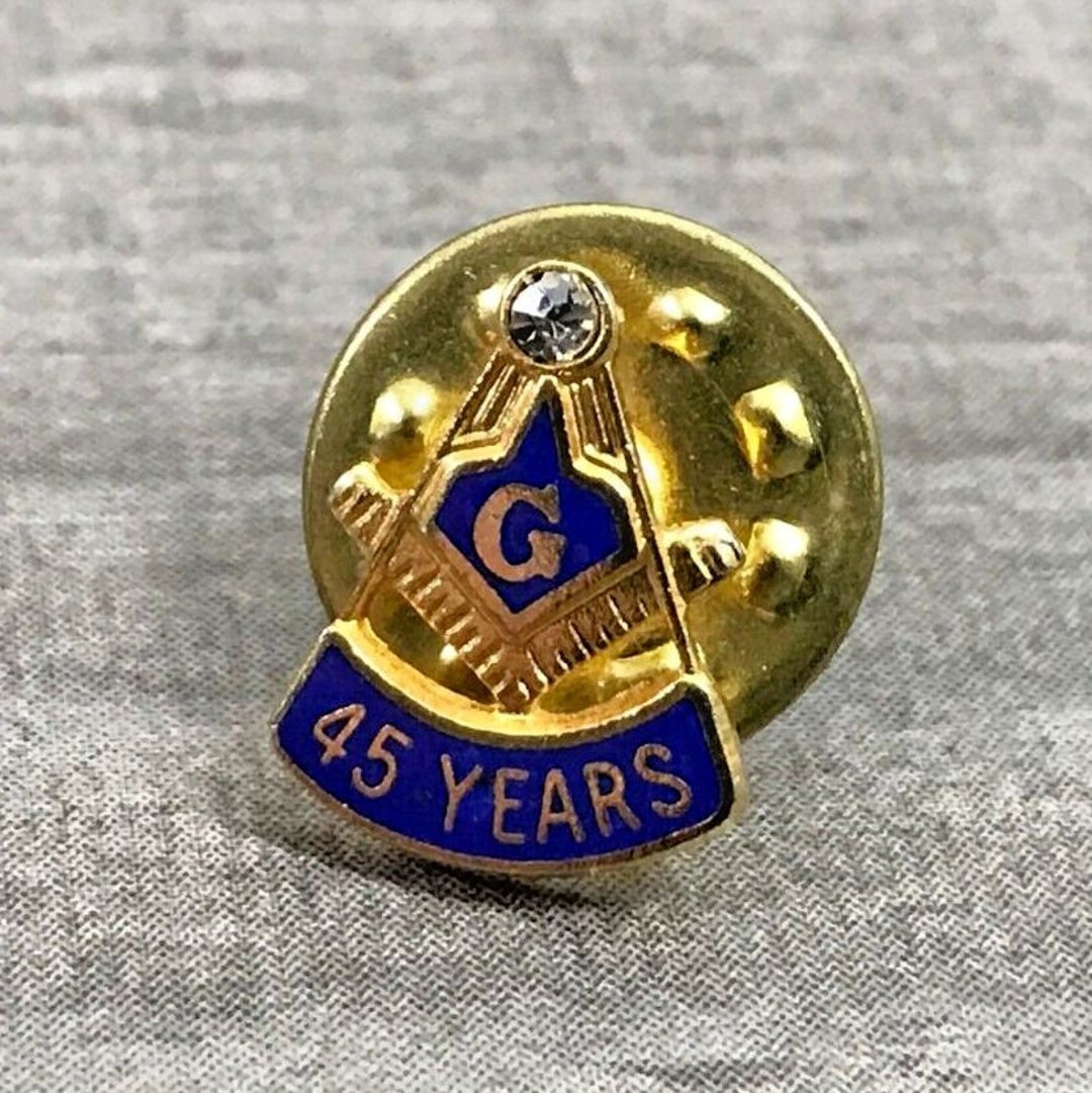 Masonic Square and Compass 45 Years Lapel Hat Jacket Vest Shirt Pin ...