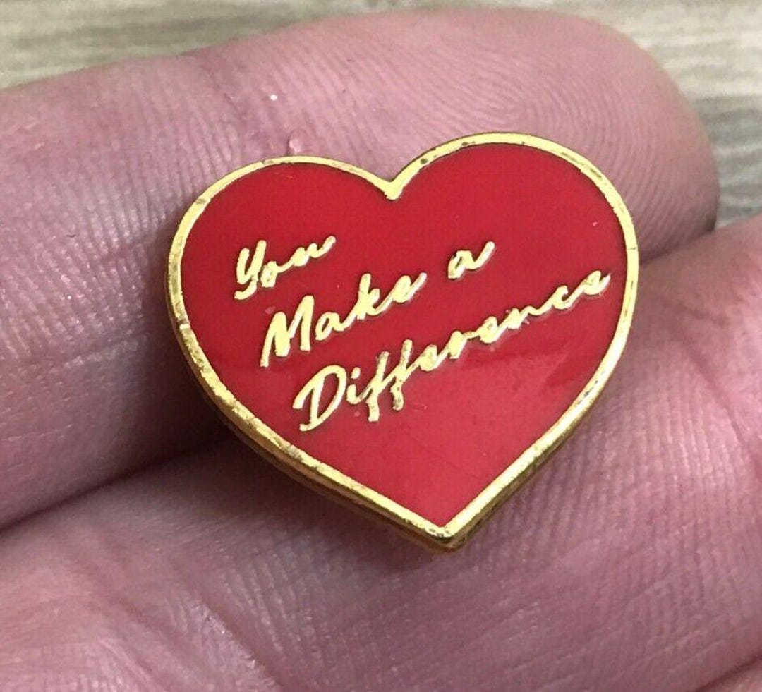 You Make A Difference Red Heart Shape Lapel Hat Jacket Vest Shirt Pin ...