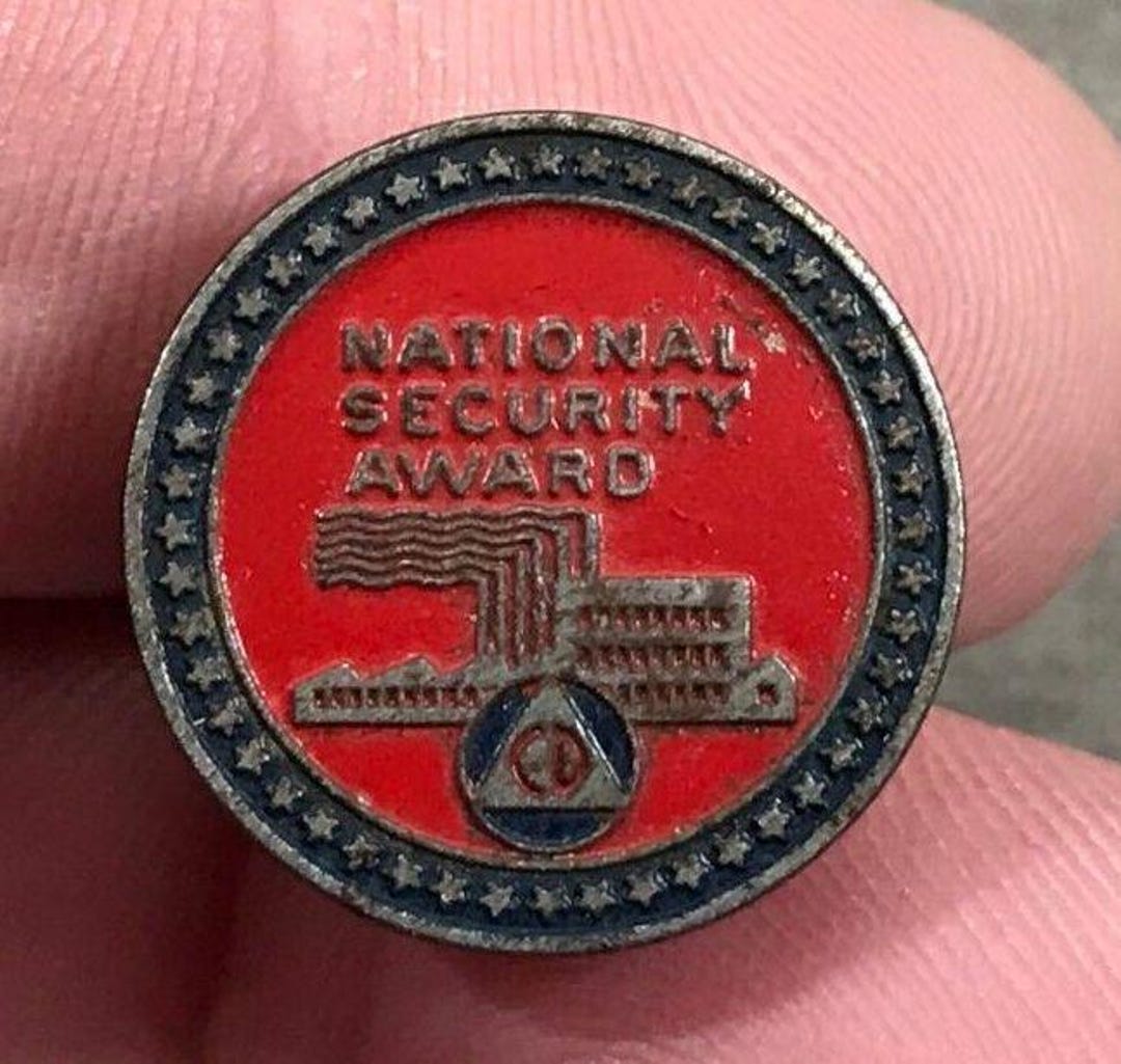 Vintage National Security Award CD Screw Back Pin Bastian Bros. Co ...